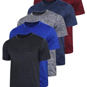 5 Pack Men’s Active Quick Dry Crew Neck T Shirts | Athletic Running Gym Workout Short Sleeve Tee Tops Bulk (Set 1, 3X-Large)