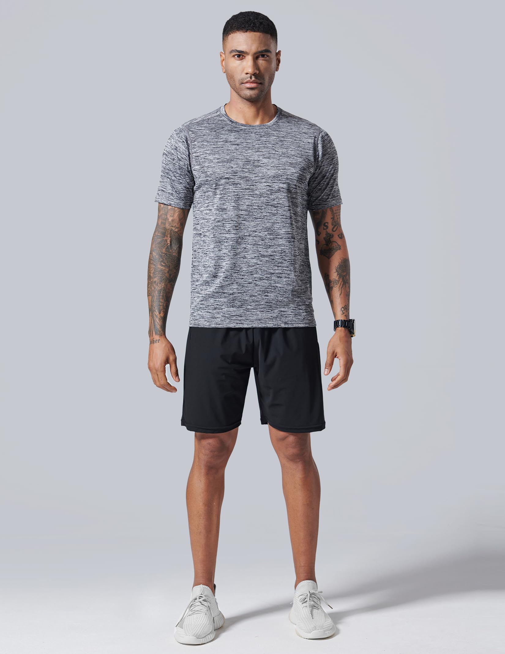 5 Pack Men’s Active Quick Dry Crew Neck T Shirts | Athletic Running Gym Workout Short Sleeve Tee Tops Bulk (Set 1, 3X-Large)