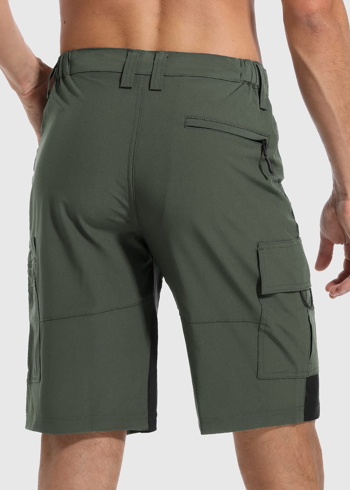 Cycorld Mountain-Bike-Shorts-Mens-Padded Biking Baggy Cycling Short Padding Liner with Zip Pockets(Army Green,Large)