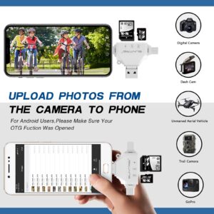 SD/Micro SD Card Reader for iPhone/ipad/Android/Mac/Computer/Camera,Portable Memory Card Reader 4 in 1 Micro SD Card Adapter&Trail Camera Viewer Compatible for TF and SD Card