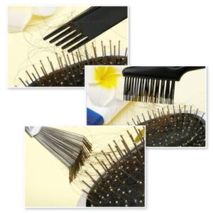 2 Pieces Hair Brush Cleaning Tool Comb Cleaning Brush Comb Cleaner Brush Hair Brush Cleaner Mini Hair Brush Remover for Removing Hair Dust Home and Salon Use (Black)