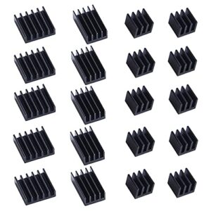 geeekpi heatsink for raspberry pi 4, aluminum heatsinks with thermal conductive adhesive tape for raspberry pi 4 model b (raspberry pi board is not included) (5 pack black)