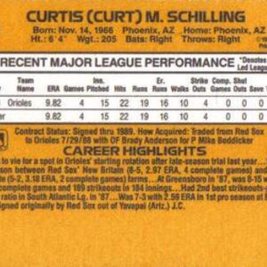 Baseball MLB 1989 Donruss #635 Curt Schilling #635 DP NM RC Rookie Orioles