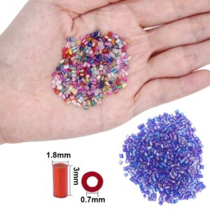 EuTengHao 14400pcs Tube Beads Bugle Glass Seed Beads Small Craft Spacer Beads for DIY Bracelet Necklaces Crafting Jewelry Making Supplies with Two Crystal String (3mm, 600 Per Color, 24 Colors)