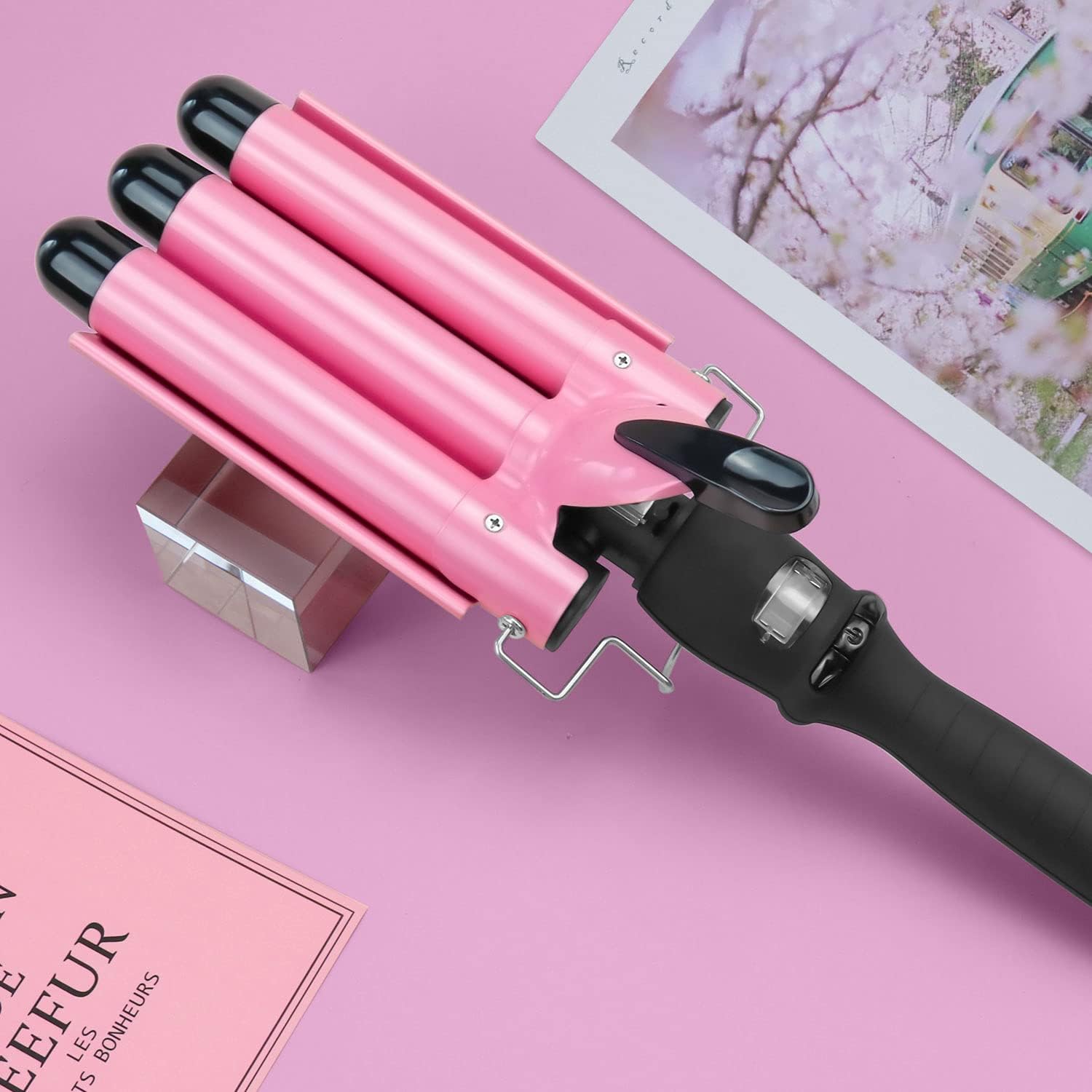 3 Barrel Curling Iron Hair Crimper: Aleath Dual Voltage Three Barrels Hair Waver - 1 inch Curler Wand