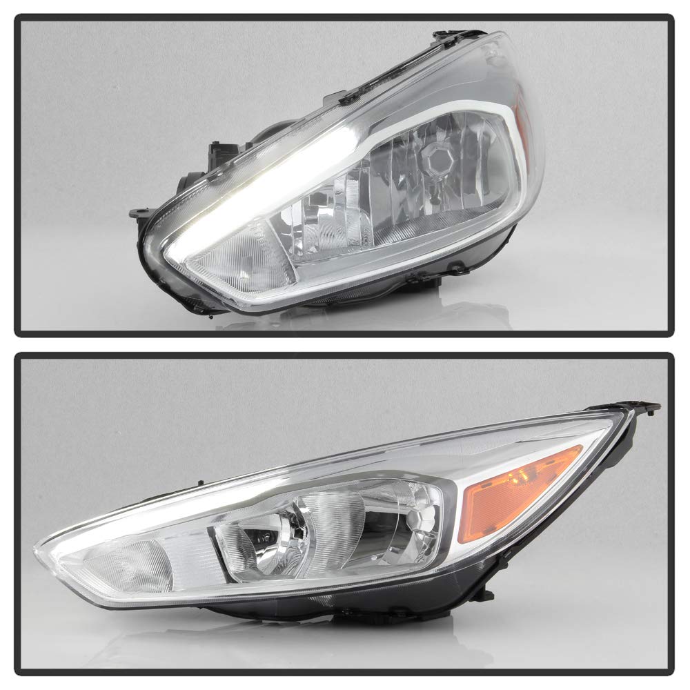 YeewellACANII - For [Halogen Type Chrome Housing w/LED DRL] 2015-2018 Ford Focus Headlight Headlamp Assembly Left Driver Side