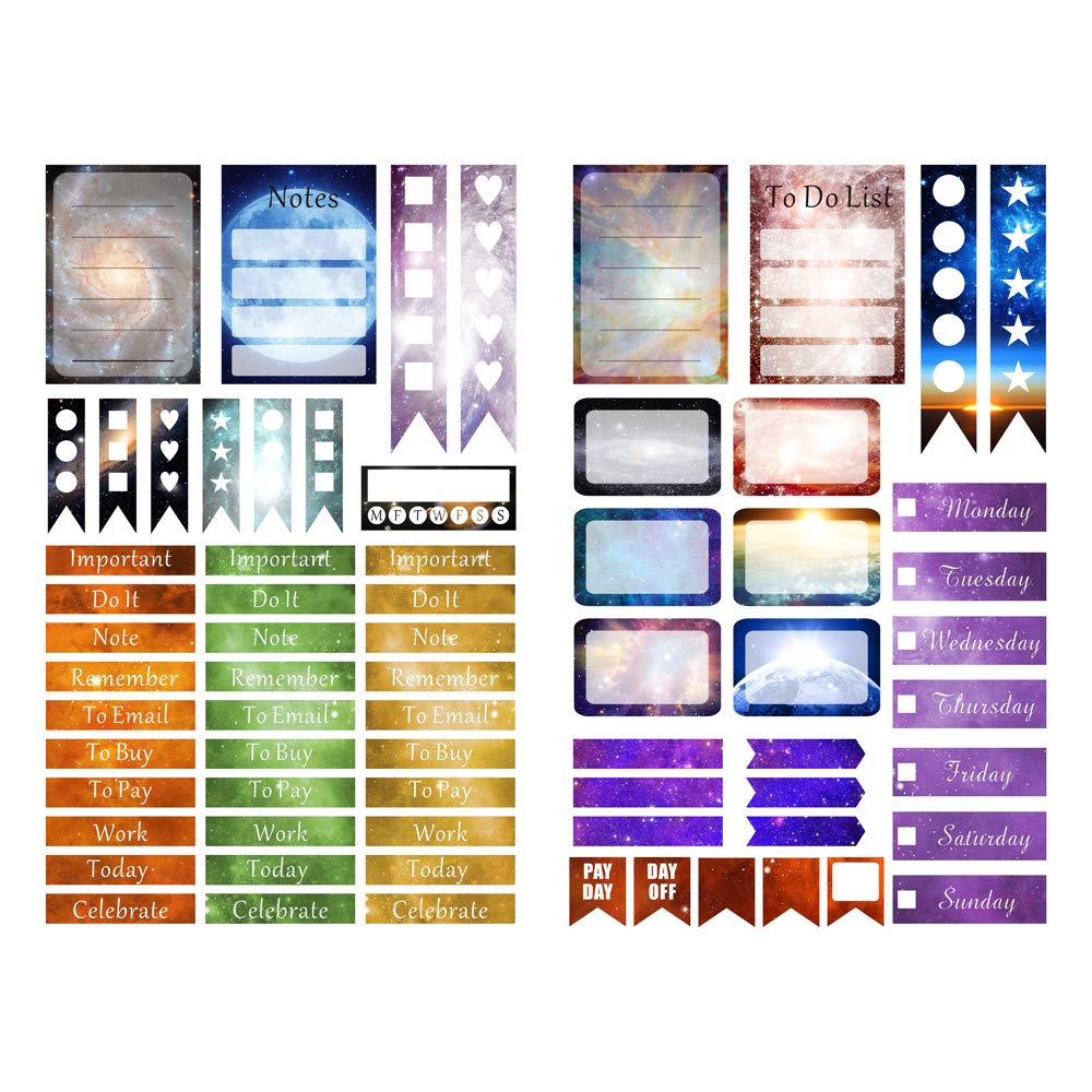 Seasonstorm Star Sky Study Work Plan Precut Anti-UV Waterproof Stationery Planner Stickers Scrapbooking Diary Sticky Paper Flakes (PK593)