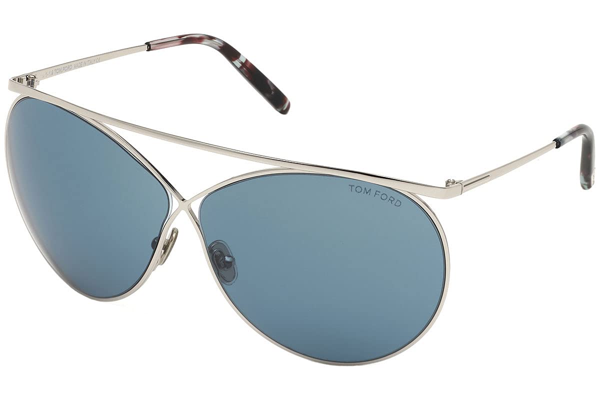 Tom Ford TF761 16V Sunglasses Silver Frame Blue Lenses