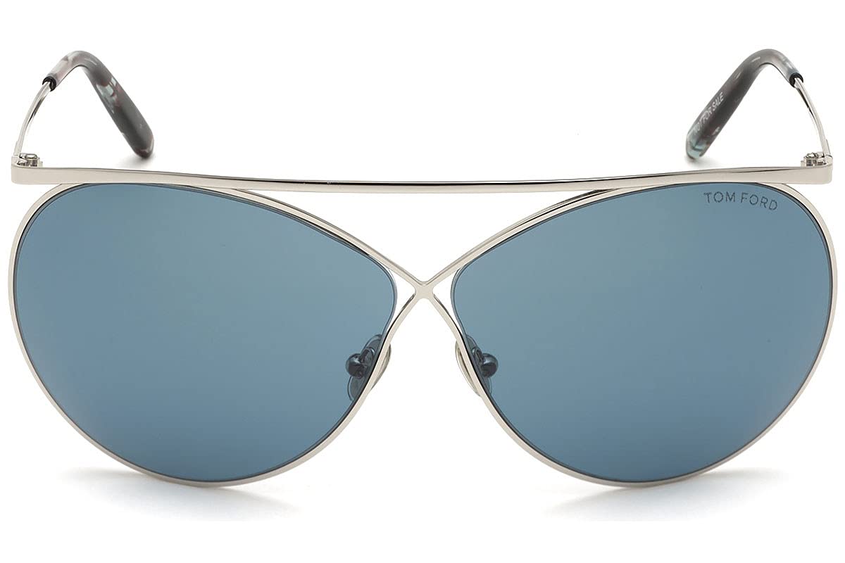 Tom Ford TF761 16V Sunglasses Silver Frame Blue Lenses