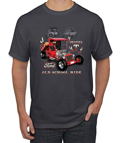 Ford Model T Roadster 1923 Old School Ride Classic Vintage Cars and Trucks Men's Graphic T-Shirt, Charcoal, XX-Large