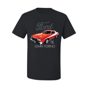 Ford '76 Gran Torino Vintage Car Cars and Trucks Men's Graphic T-Shirt, Black, X-Large