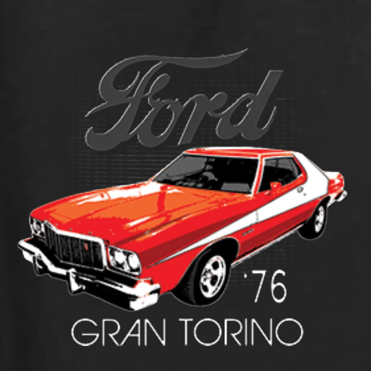 Ford '76 Gran Torino Vintage Car Cars and Trucks Men's Graphic T-Shirt, Black, X-Large