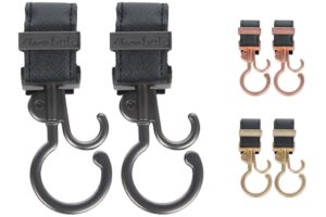 momnlittle multi-purpose 2 pack stroller hooks(black) leather purse & bags hooks for stroller hook accessories bag holder for wagon buggy