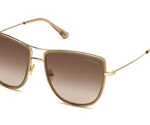 Sunglasses Tom Ford FT 0759 Tina 28F Shiny Rose Gold/Champagne Temple Tips/Gra, 59-18-140