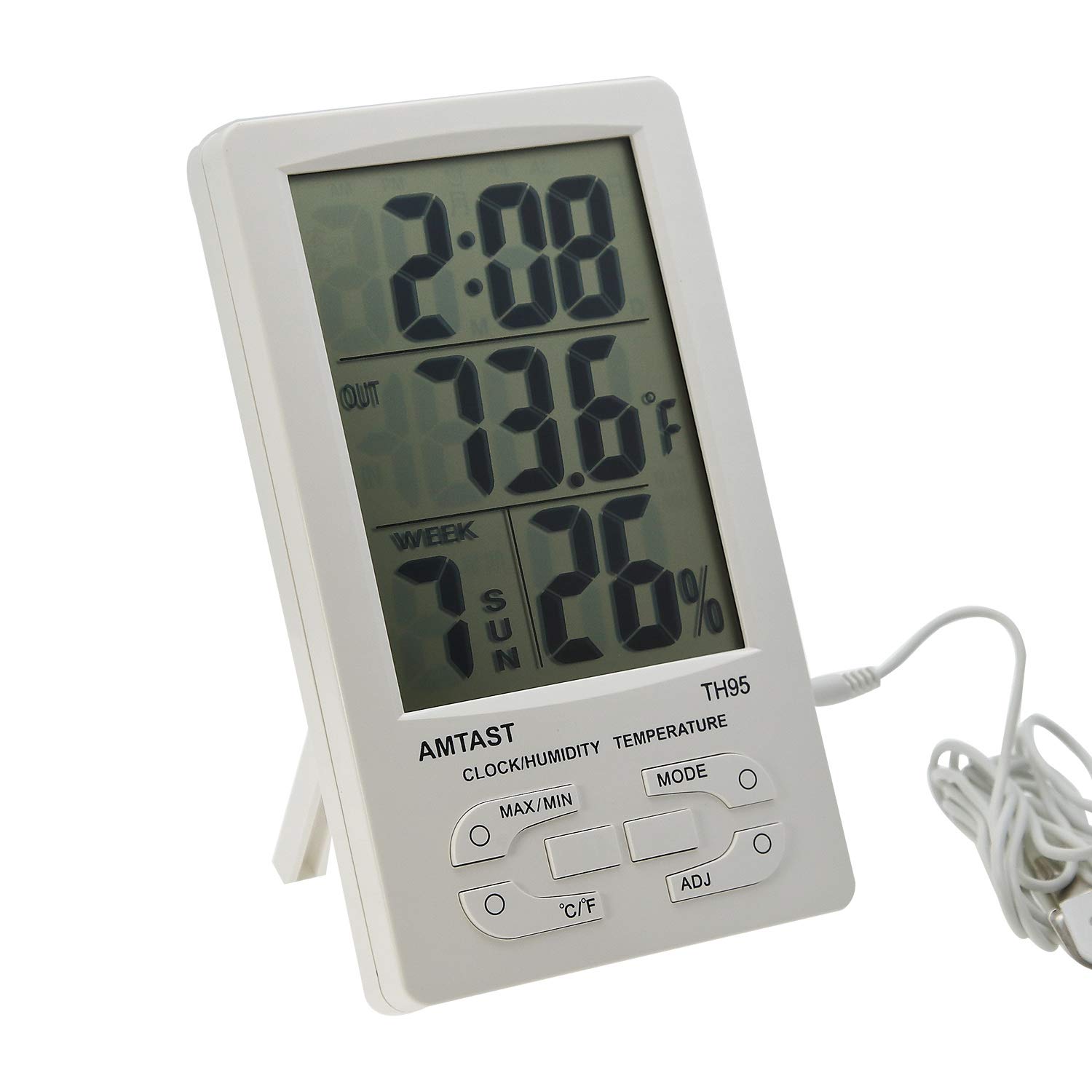 Indoor Outdoor Thermometer Hygrometer Room Humidity Test Meter Digital Temperature Monitor Gauge with External Sensor TH95