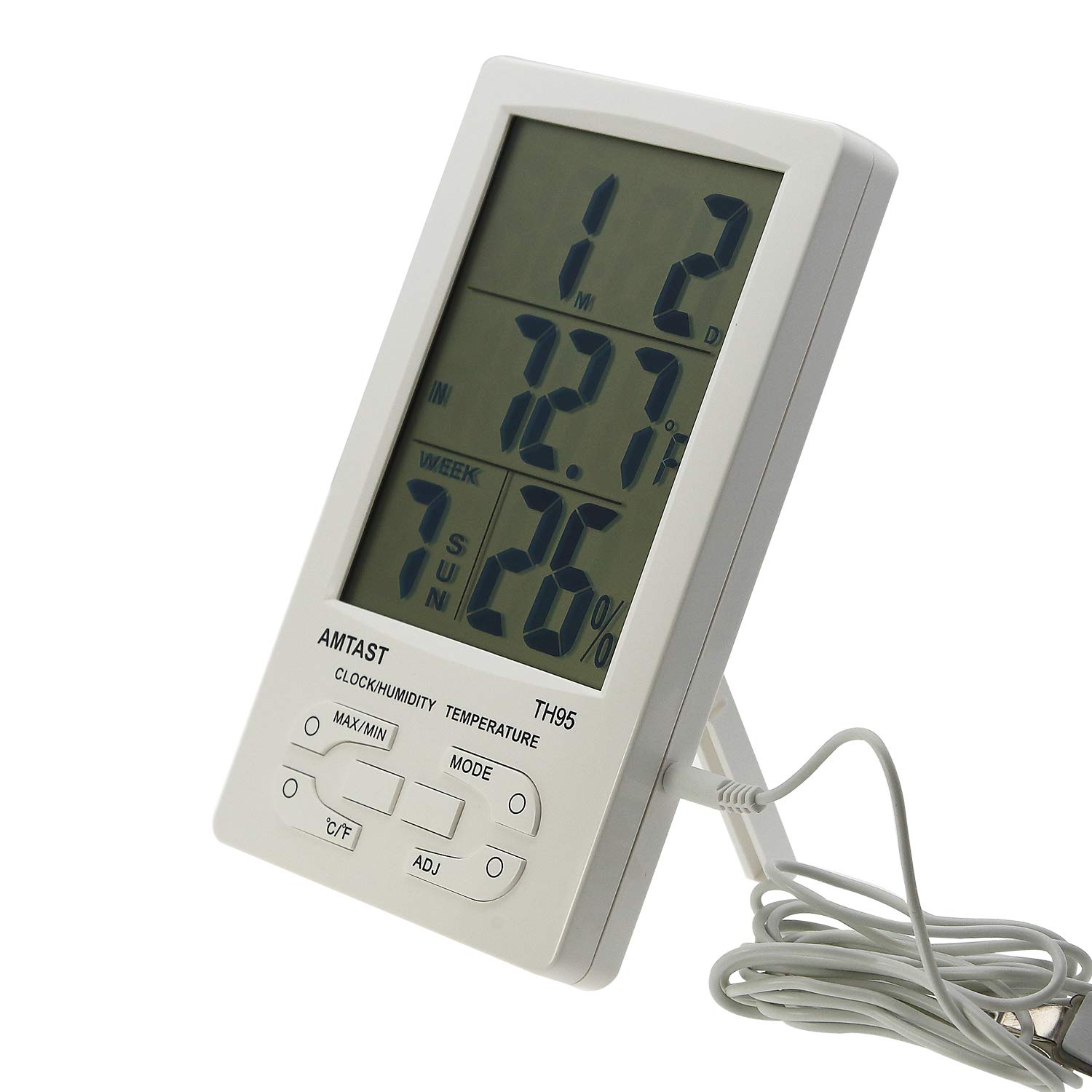 Indoor Outdoor Thermometer Hygrometer Room Humidity Test Meter Digital Temperature Monitor Gauge with External Sensor TH95