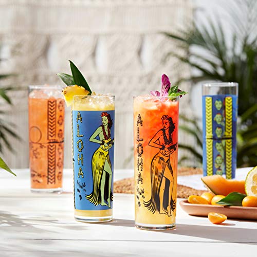 Libbey Tiki Kahiko Zombie Glass, Blue, 13.5-ounce, Set of 4