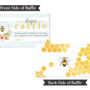 Mama Bee Diaper Raffle Tickets, Gender Neutral Baby Shower Games for Prizes, Girls Baby Shower Diaper Raffle Invitation Insert Cards, 50 Pack