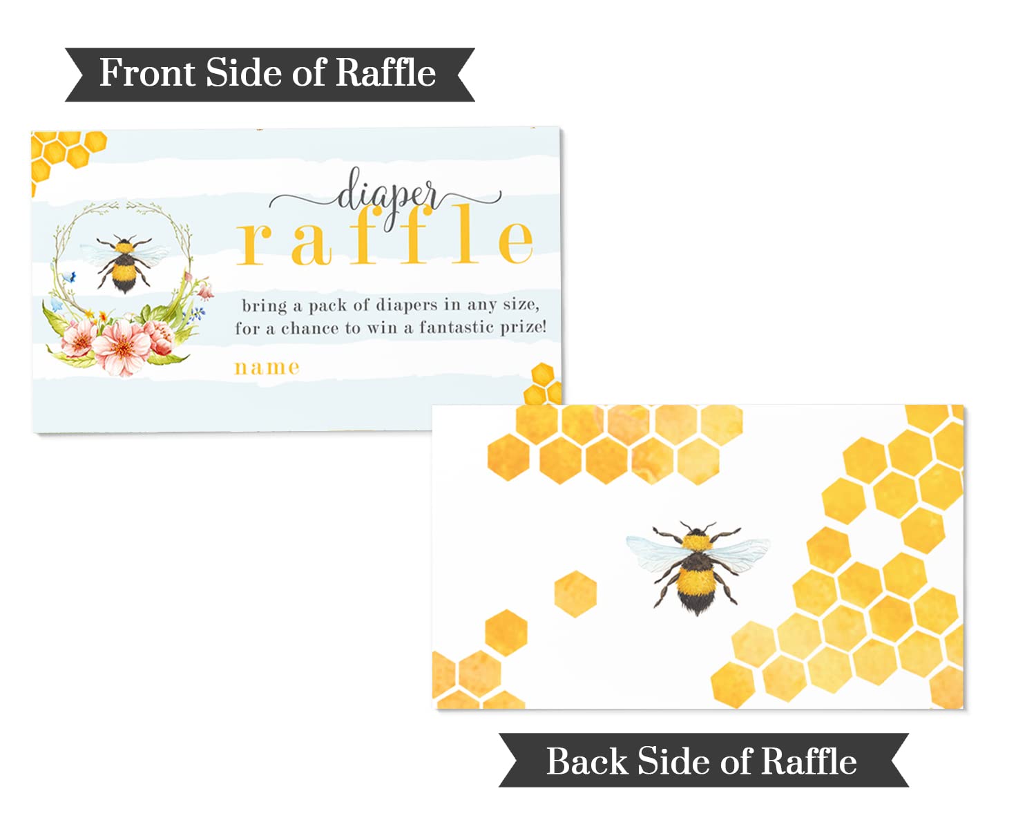 Mama Bee Diaper Raffle Tickets, Gender Neutral Baby Shower Games for Prizes, Girls Baby Shower Diaper Raffle Invitation Insert Cards, 50 Pack