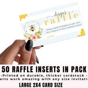 Mama Bee Diaper Raffle Tickets, Gender Neutral Baby Shower Games for Prizes, Girls Baby Shower Diaper Raffle Invitation Insert Cards, 50 Pack