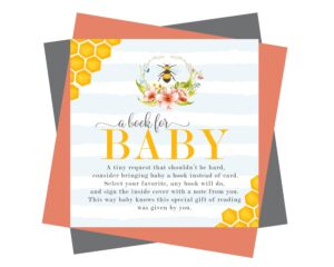 mama bee books for baby shower cards, invitation inserts gender neutral book request, bring book instead of cards poem, cute storybook-theme ideas, 25 pack