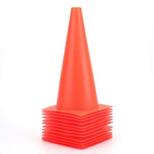 12 inch orange traffic training cones, plastic safety parking cones, agility field marker cones for soccer basketball football drills training, outdoor sport activity & festive events - 12 pack