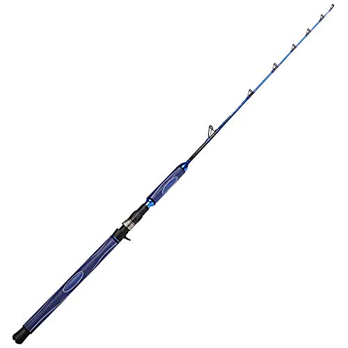 Fiblink 1-Piece Jigging Spinning & Casting Rod Deep Sea Speed Fishing Rod Saltwater Jig Pole with SuperPolymer Handle (30-50lb/50-80lb, 5-Feet 6-Inch) (Blue-Casting 30-50lb)