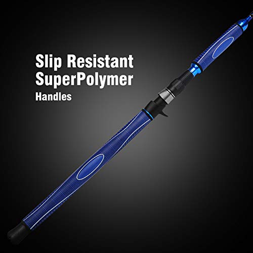 Fiblink 1-Piece Jigging Spinning & Casting Rod Deep Sea Speed Fishing Rod Saltwater Jig Pole with SuperPolymer Handle (30-50lb/50-80lb, 5-Feet 6-Inch) (Blue-Casting 30-50lb)