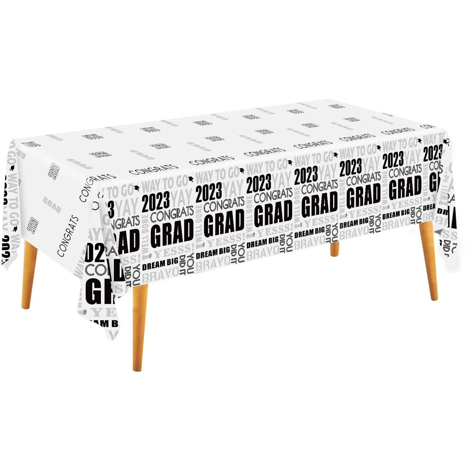 DAZONGE Graduation Party Decorations 2023 Black | Pack of 2 Graduation Tablecloth/Table Covers Rectangular 54''x110'' | Graduation Decorations Class of 2023 for Any Grades