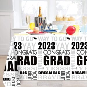 DAZONGE Graduation Party Decorations 2023 Black | Pack of 2 Graduation Tablecloth/Table Covers Rectangular 54''x110'' | Graduation Decorations Class of 2023 for Any Grades