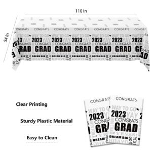 DAZONGE Graduation Party Decorations 2023 Black | Pack of 2 Graduation Tablecloth/Table Covers Rectangular 54''x110'' | Graduation Decorations Class of 2023 for Any Grades