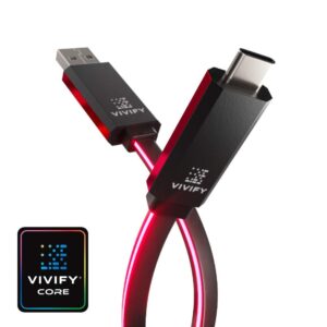 vivify aceso w10 rgb led gaming light up type c usb 3.1 3.2 gen 2 quick charge 3 qc3 10 gbps car mobile cable red 3.2ft