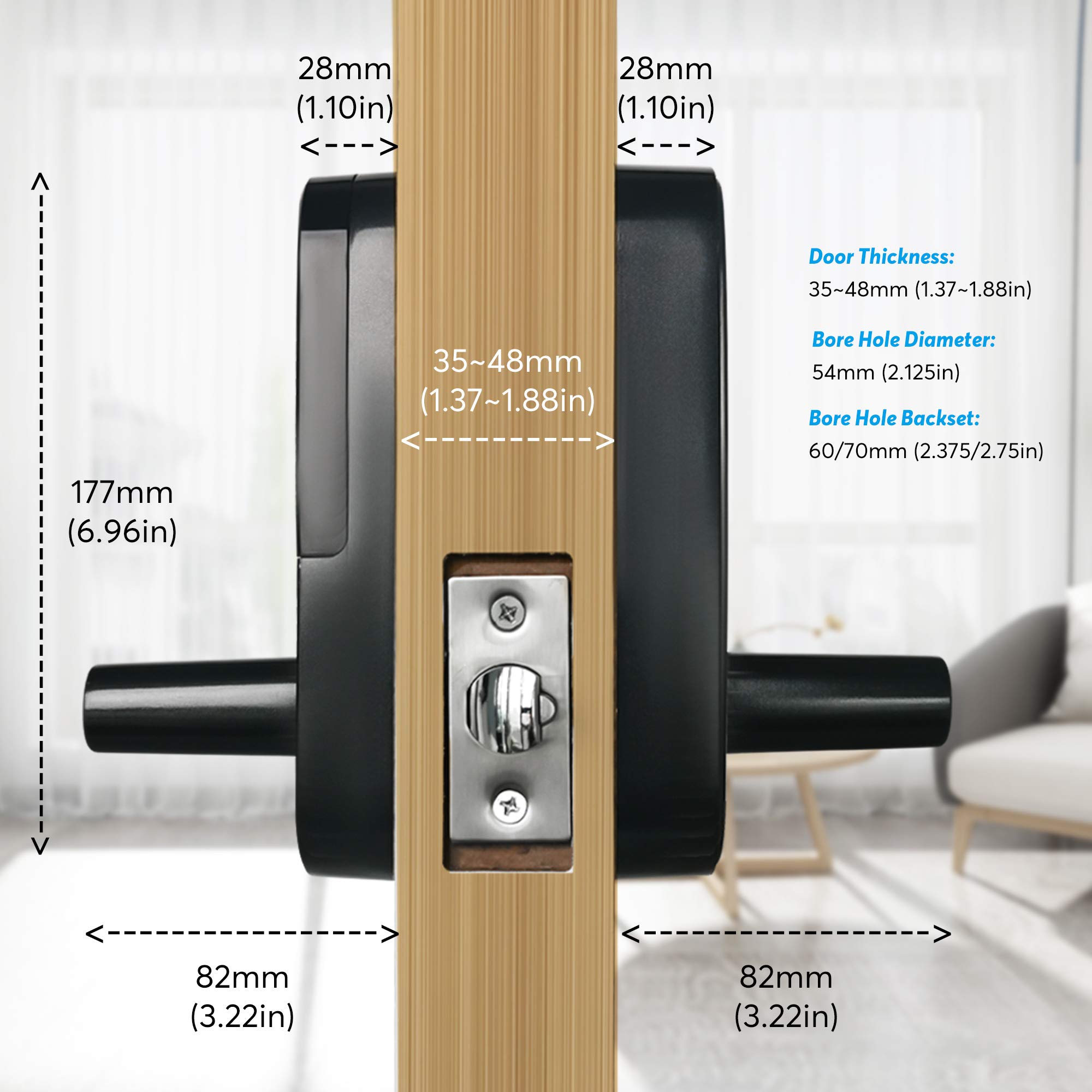 Smart Lock,Bluetooth Enabled Fingerprint and Touchscreen Electronic Door Lock|TTLock Door Lock|Keyless Entry Door Lock|Auto Lock|Remote Share|Smart Door Lock for Front Door Office Airbnb Garage Black