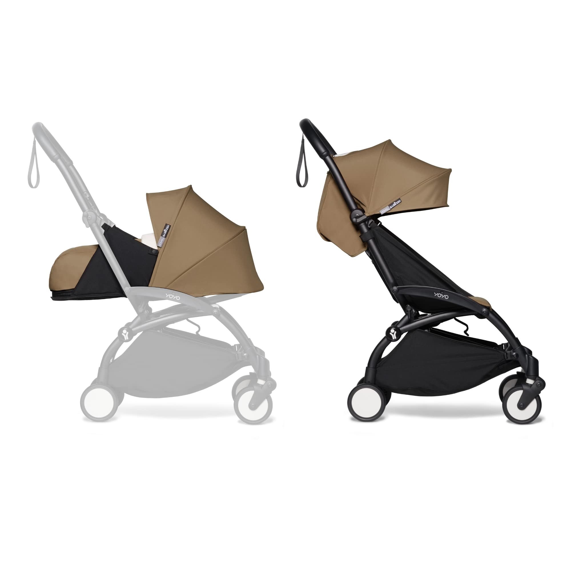 BABYZEN YOYO2 Stroller & 0+ Newborn Pack - Includes Black Frame, Toffee 6+ Color Pack & Toffee 0+ Newborn Pack - Suitable for Children Up to 48.5 Pounds