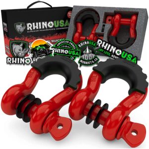 rhino usa d ring shackle 41,850lb break strength – 3/4” shackle with 7/8 pin for use with tow strap, winch, off-road jeep truck vehicle recovery, best offroad towing accessories