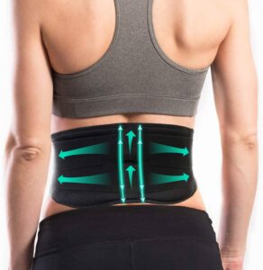 allyflex sports® lightweight back brace for men & women under uniform, dual medical 3d lumbar pads for lower back pain relief, breathable mesh with adjustable stapes for back stress - m