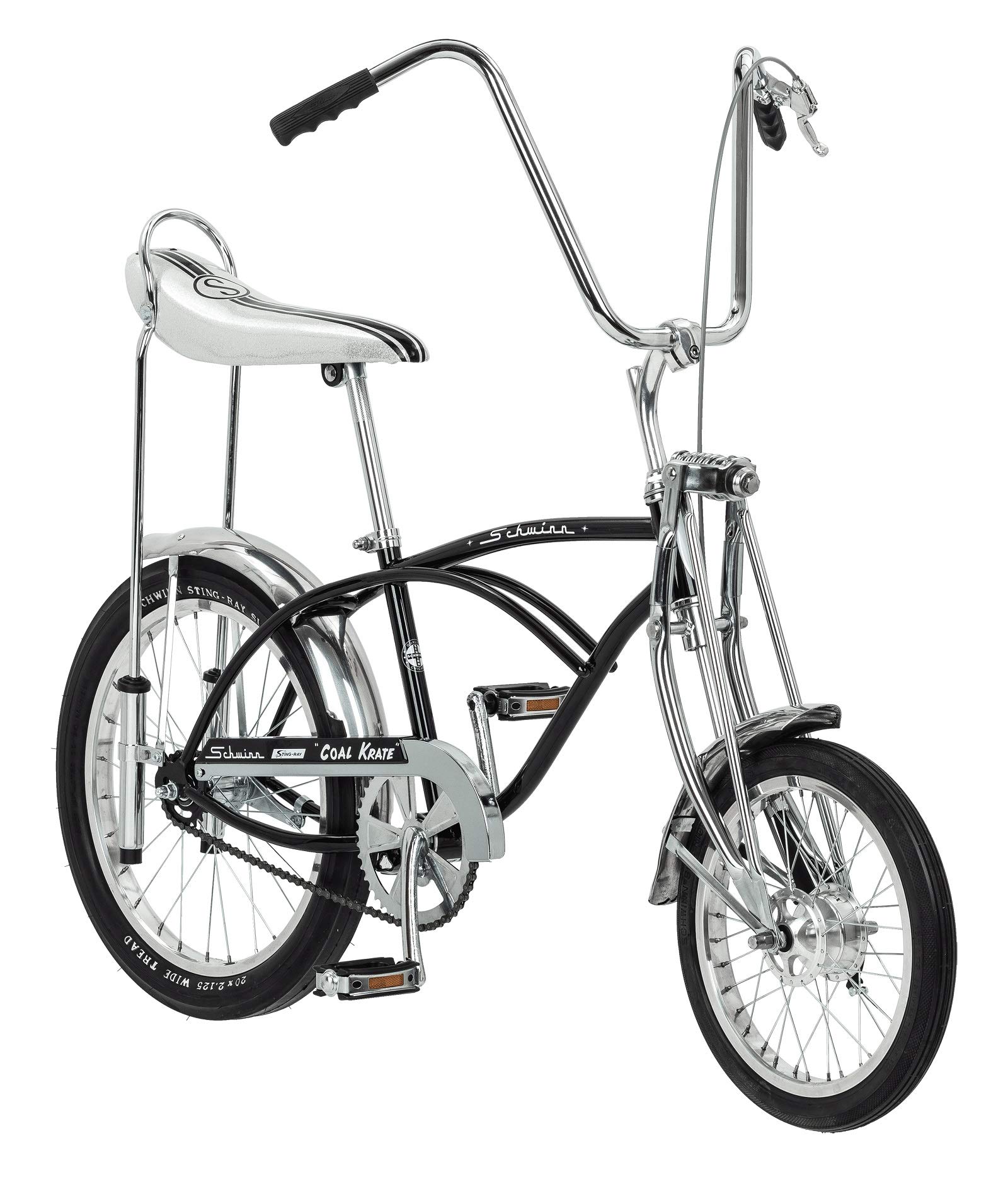 Schwinn Classic Krate Kids Bike, for Boys and Girls Age 6+ Year Old, Iconic Sting-Ray Frame & Springer Fork, Vintage High-Rise Ape Handlebar, Banana Seat, Coal Krate