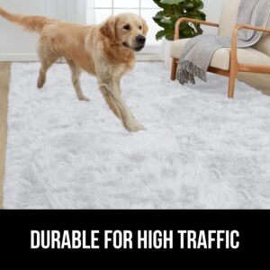 Gorilla Grip Fluffy Faux Fur Rug, 5x7, Machine Washable Soft Furry Area Rugs, Rubber Backing, Plush Floor Carpets for Baby Nursery, Bedroom, Living Room Shag Carpet, Luxury Home Decor, White