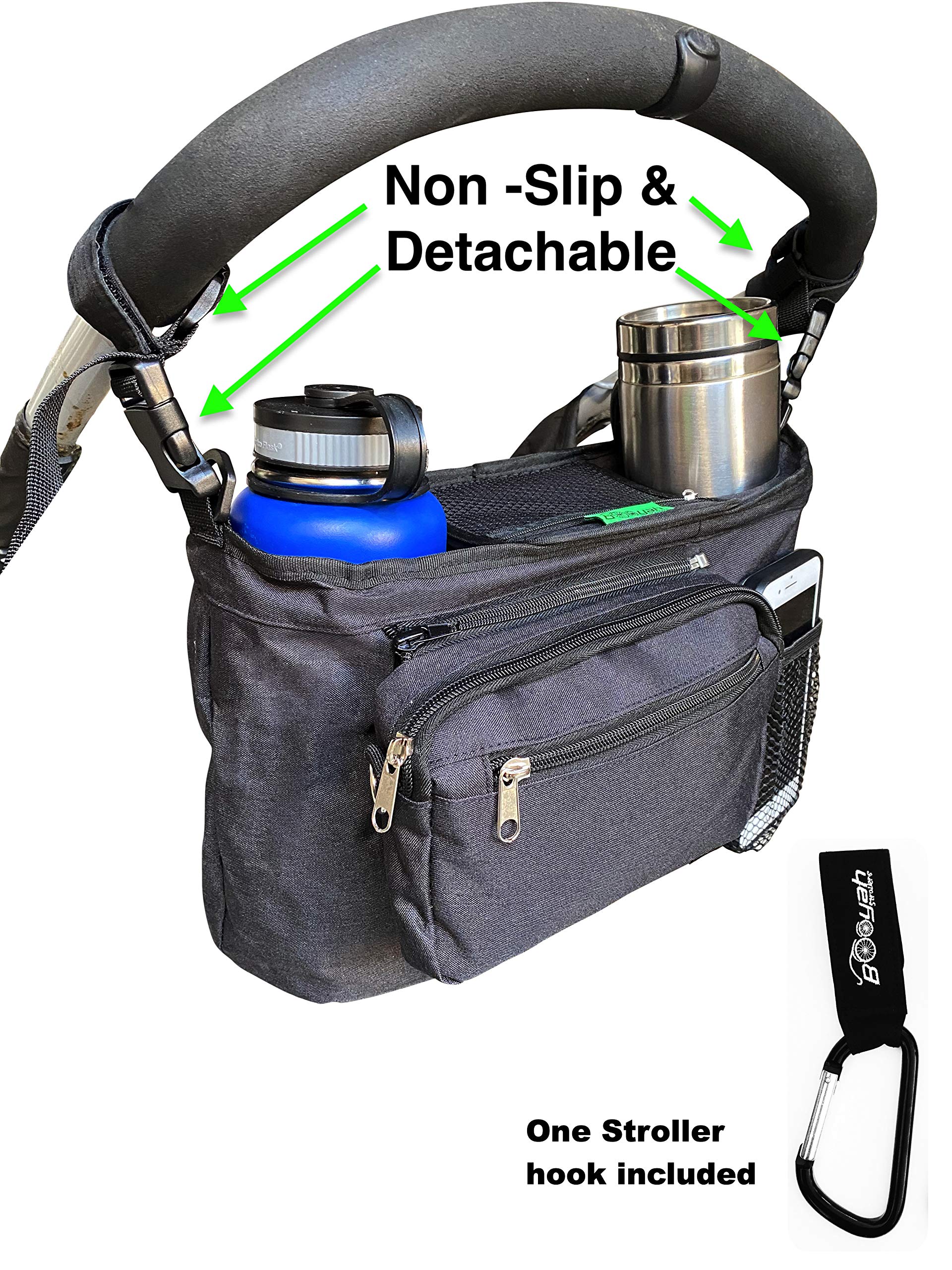 Booyah Stroller Detachable, Non Slip, Insulated Organizer Cup Holder fits hydroflask.