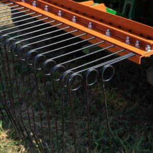 Titan Attachments 3 Point 4 FT Pine Straw Needle Rake, Category 0 Tractors, Coil Spring Tines, Drag-Behind Landscape Rake