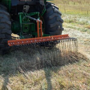 Titan Attachments 3 Point 4 FT Pine Straw Needle Rake, Category 0 Tractors, Coil Spring Tines, Drag-Behind Landscape Rake