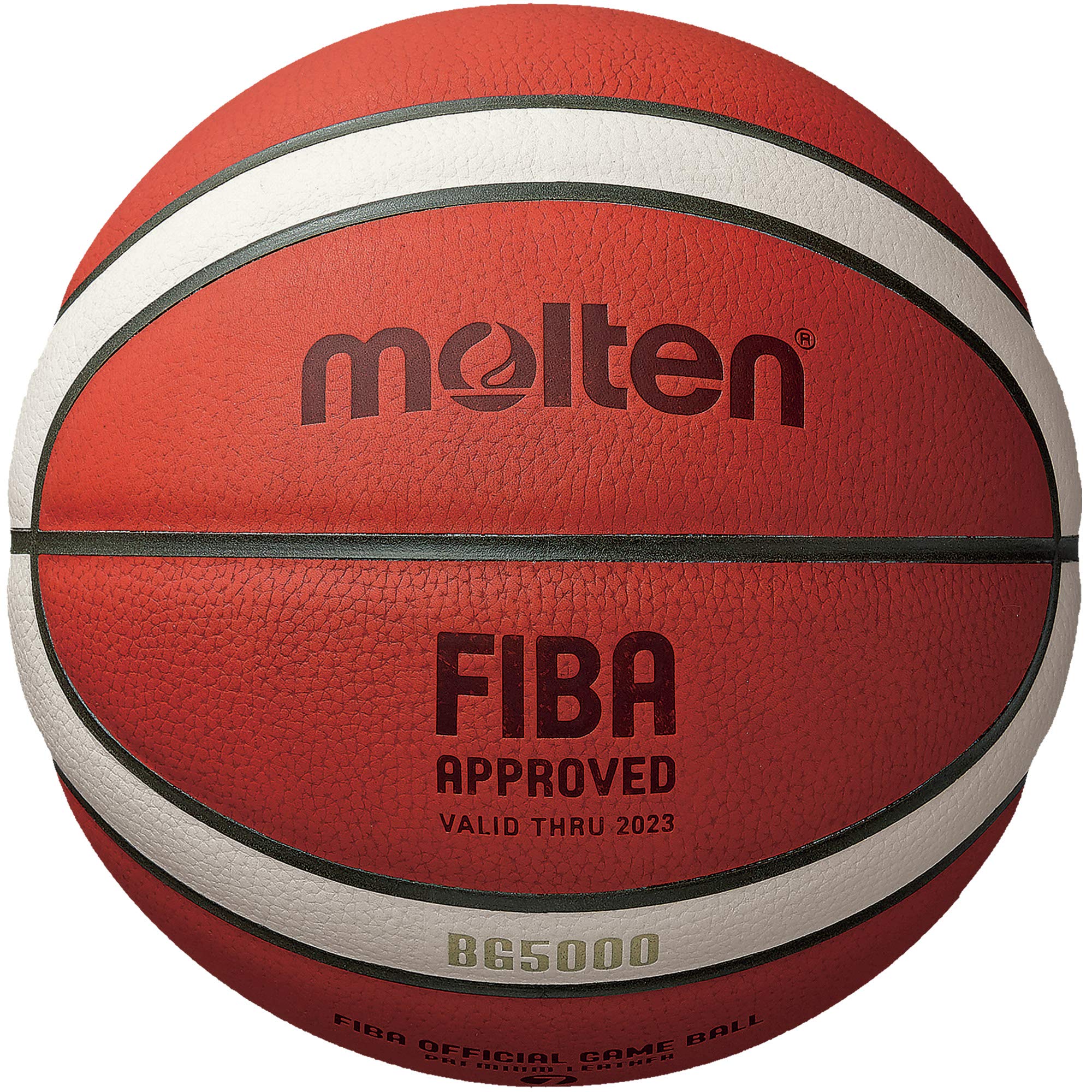 Molten BG-Series Leather Basketball, FIBA Approved - BG5000, Size 7, 2-Tone (B7G5000)