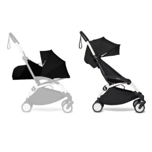 babyzen yoyo2 stroller & 0+ newborn pack - includes white frame, black 6+ color pack & black 0+ newborn pack - suitable for children up to 48.5 pounds