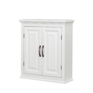 teamson home st. james removable wood wall cabinet 2 doors 2 adjustable shelves 3 storage spaces, white