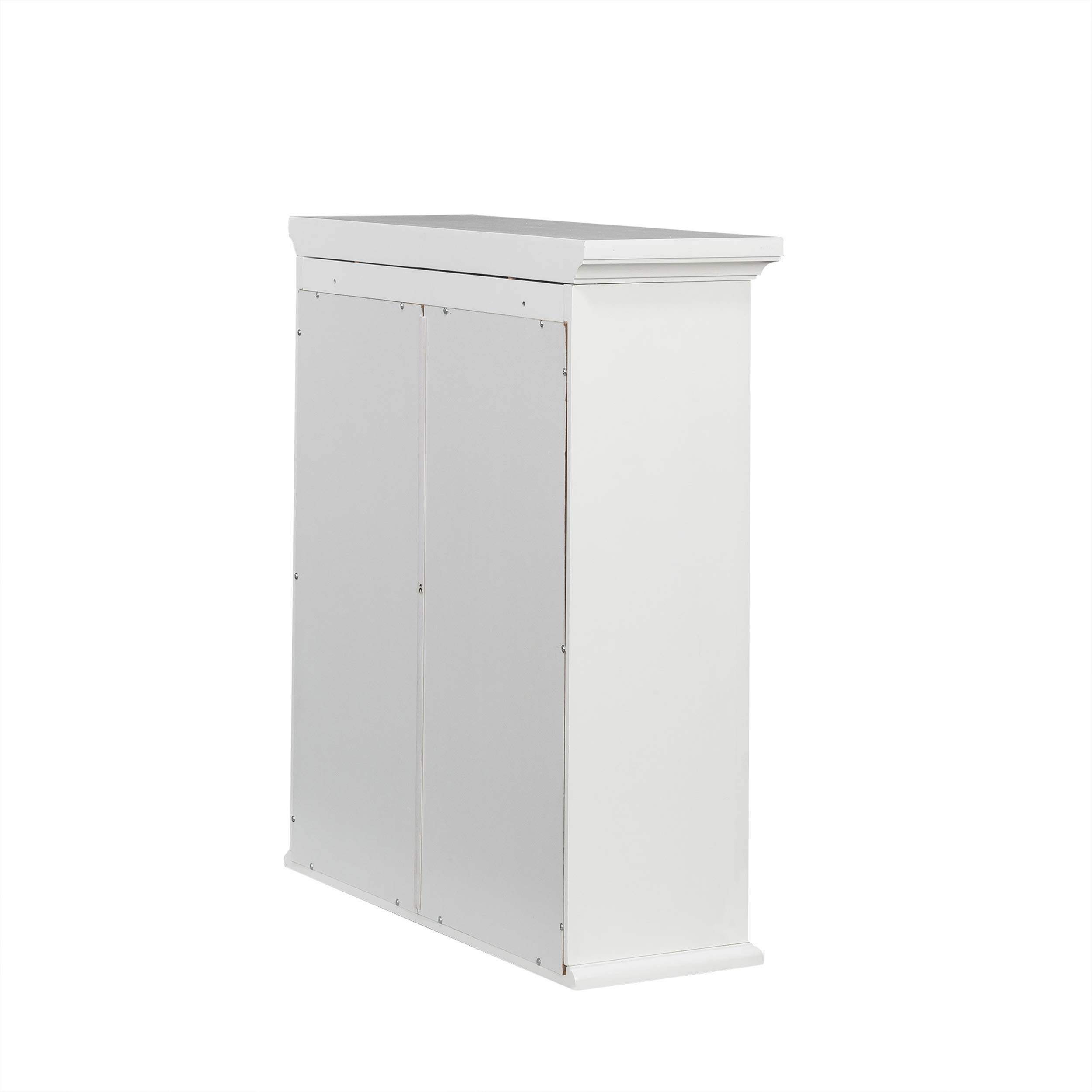 Teamson Home St. James Removable Wood Wall Cabinet 2 Doors 2 Adjustable Shelves 3 Storage Spaces, White