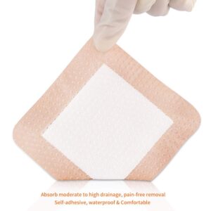 EalionMed Silicone Foam Dressing with Gentle Adhesive Border 4''x4'', 10 Pack, Painless Removal High Absorbency Bed Sore Wound Bandage for Pressure Sore, Leg Ulcer, Diabetic Ulcer