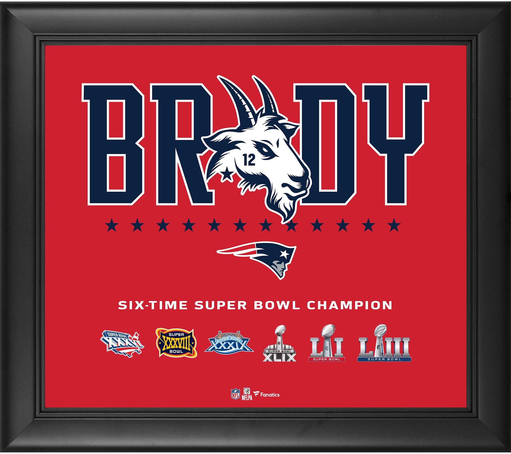 Sports Memorabilia Tom Brady New England Patriots Framed 15" x 17" G.O.A.T. Collage - NFL