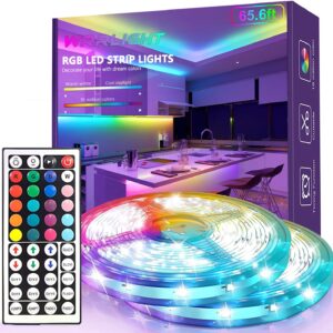 EJ's SUPER CAR Led Strip Lights 65.6ft (2 Rolls of 32.8ft) RGB Light Strips with 44 Keys IR Remote, 5050 SMD Color Changing LED Strip Lights Flexible Tape Light Kit Controller for Kitchen Home Party