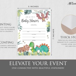 Baby Shower Invitations for Boy, 50 Invitations and Envelopes, Safari Jungle Fill-in Invites for Baby Showers, Dinosaur Baby Shower Decorations for Boys, Gender Reveal Parties (Large Size 5x7)