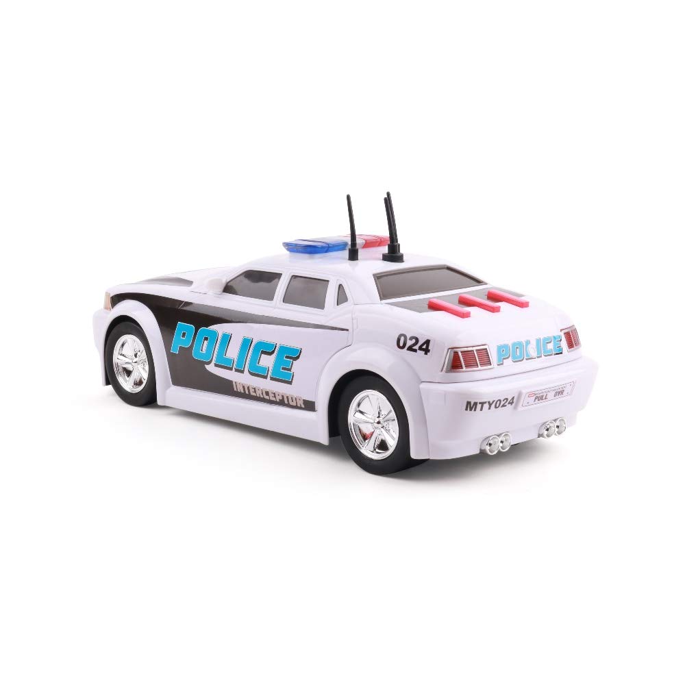 Mighty Fleet Rescue Force 12" Police Cruiser Toy: Realistic Lights & Sound Effects, Free Wheeling Play & Batteries Included - Ages 3+